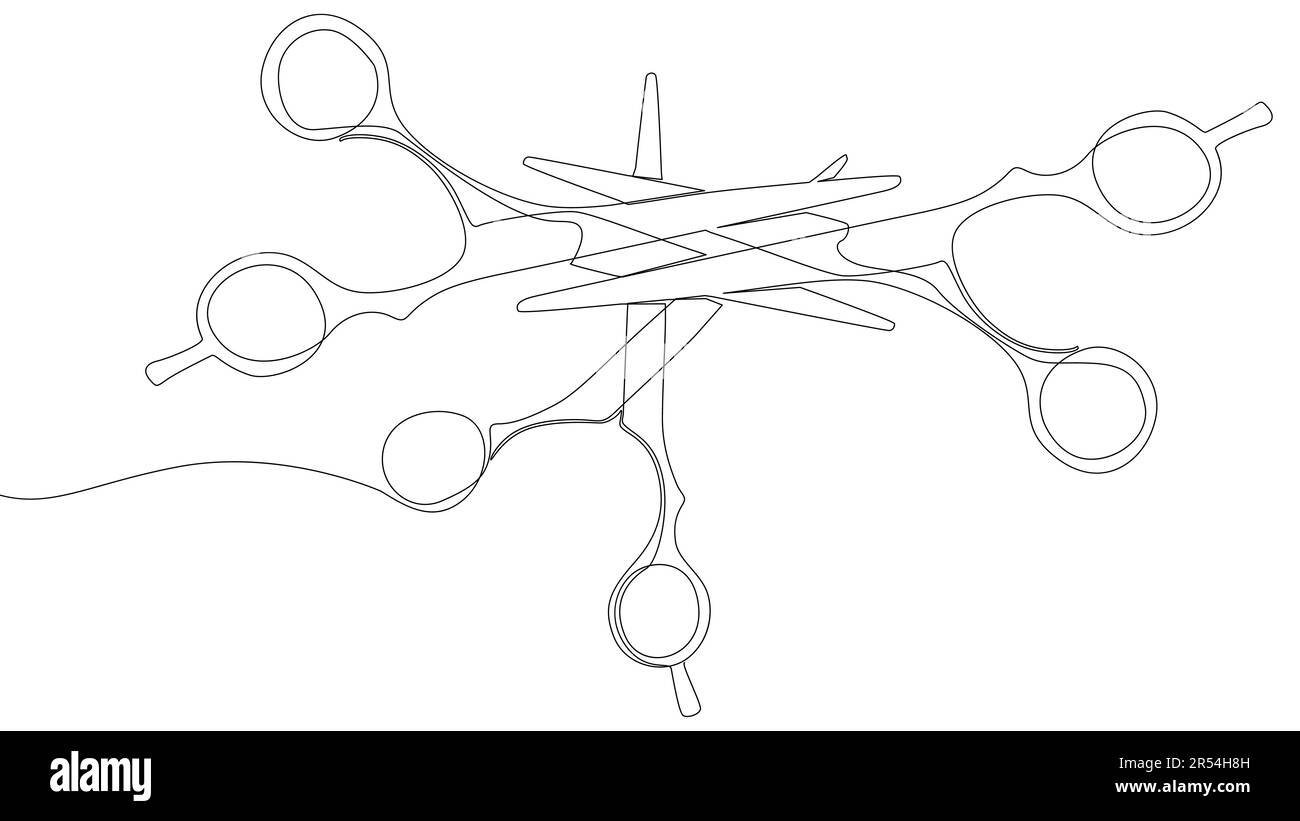 One continuous line of scissor. Thin Line Illustration vector ...