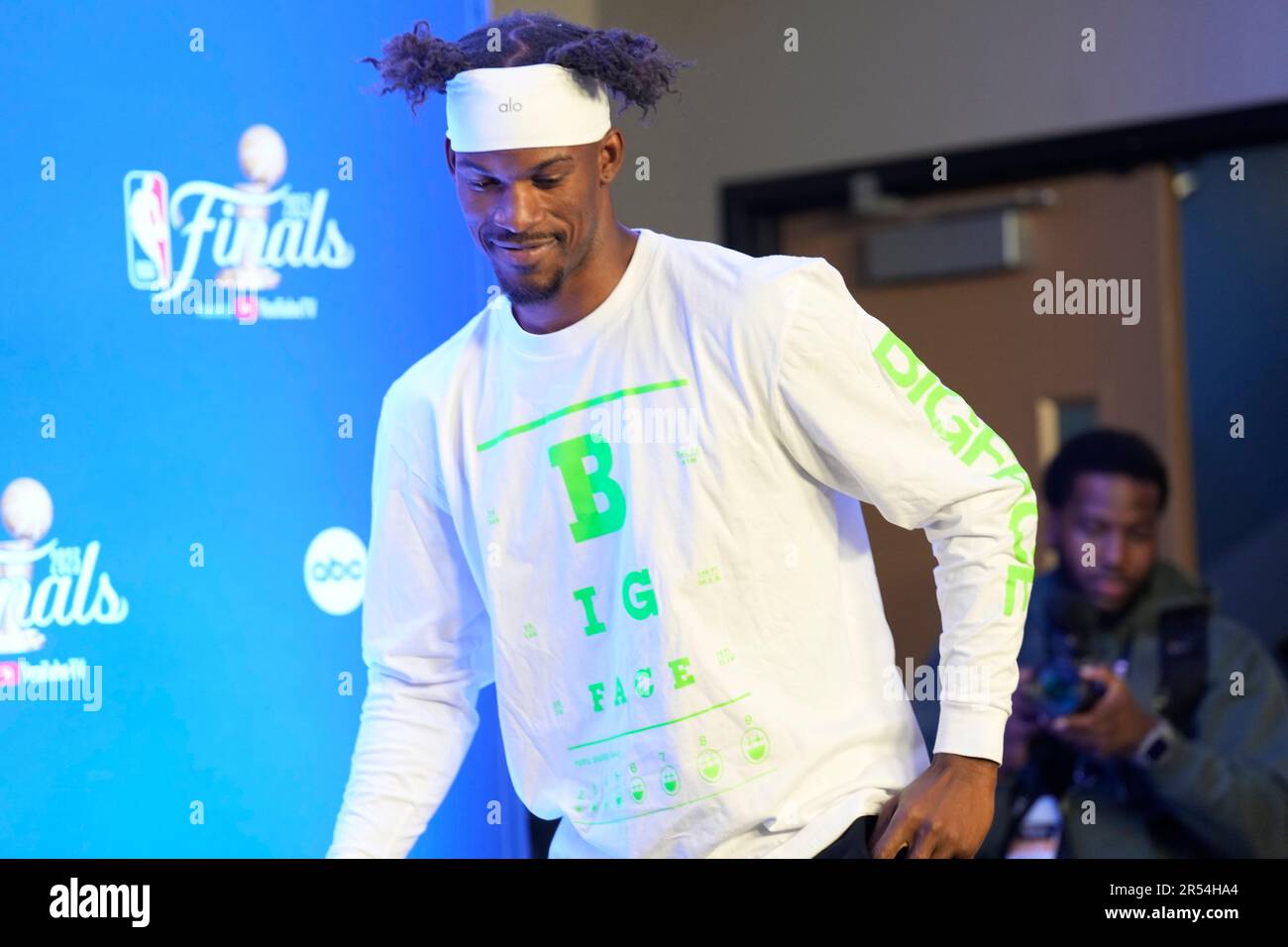 Miami Heat forward Jimmy Butler (22) during a news conference before as ...