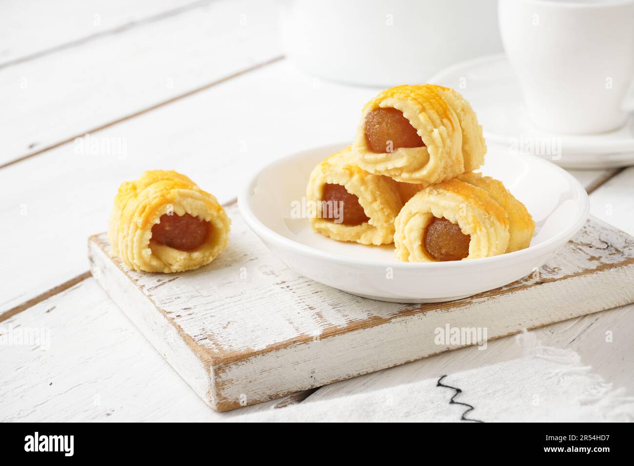 Pineapple Tart Roll cookies or Malay named Tart Nanas Gulung on white ...