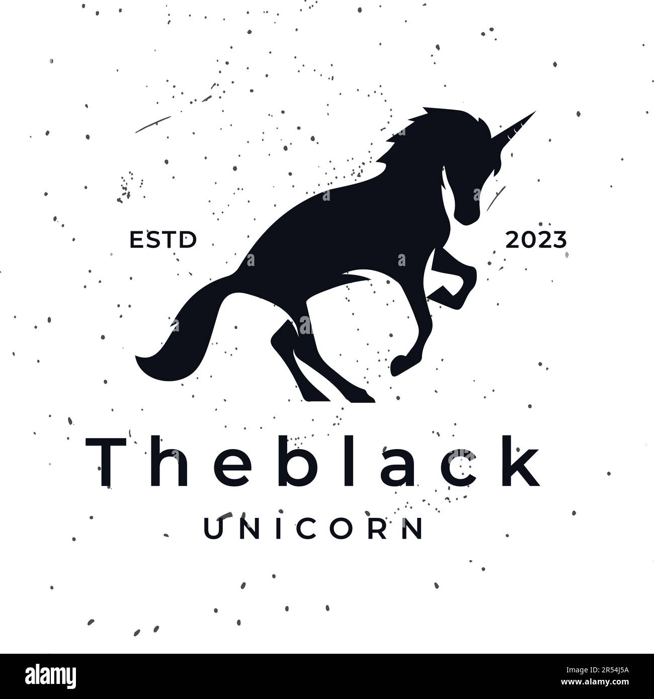 Retro vintage Unicorn horse Silhouette with Single Horn on Head, horse ...