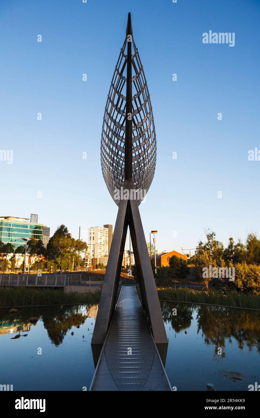 The sculpture Reed Boat in Docklands, Melbourne Stock Photo - Alamy