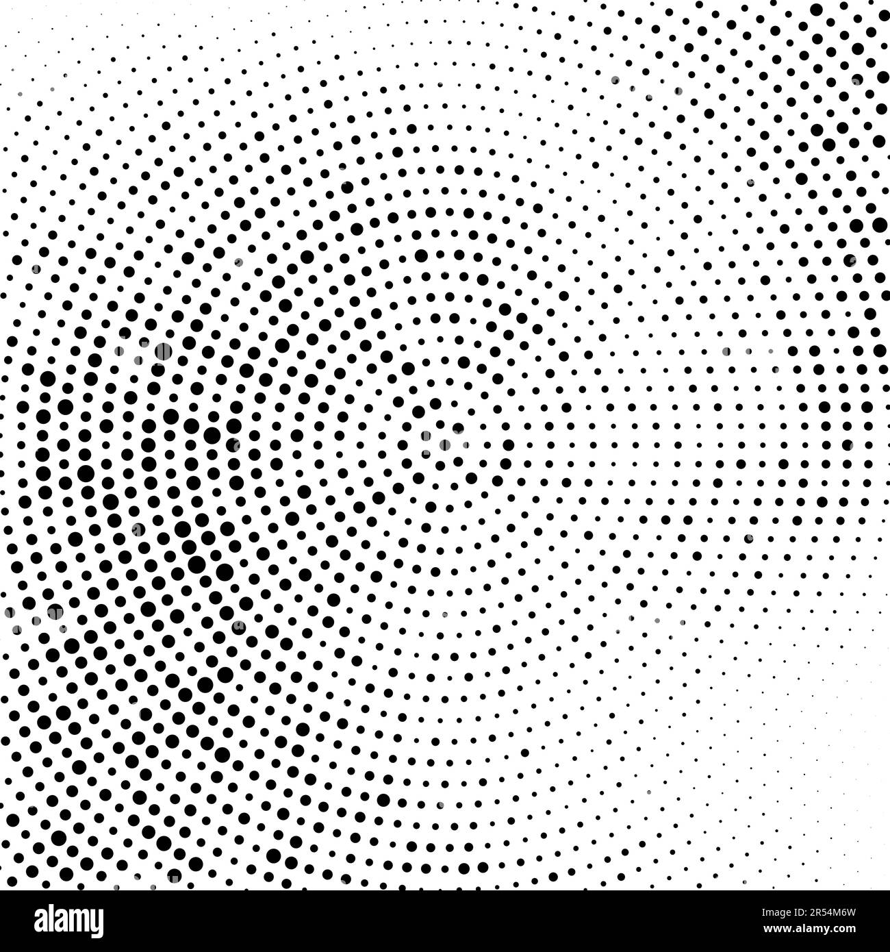 Radial halftone gradient background. Dotted concentric texture with fading effect. Black and ...