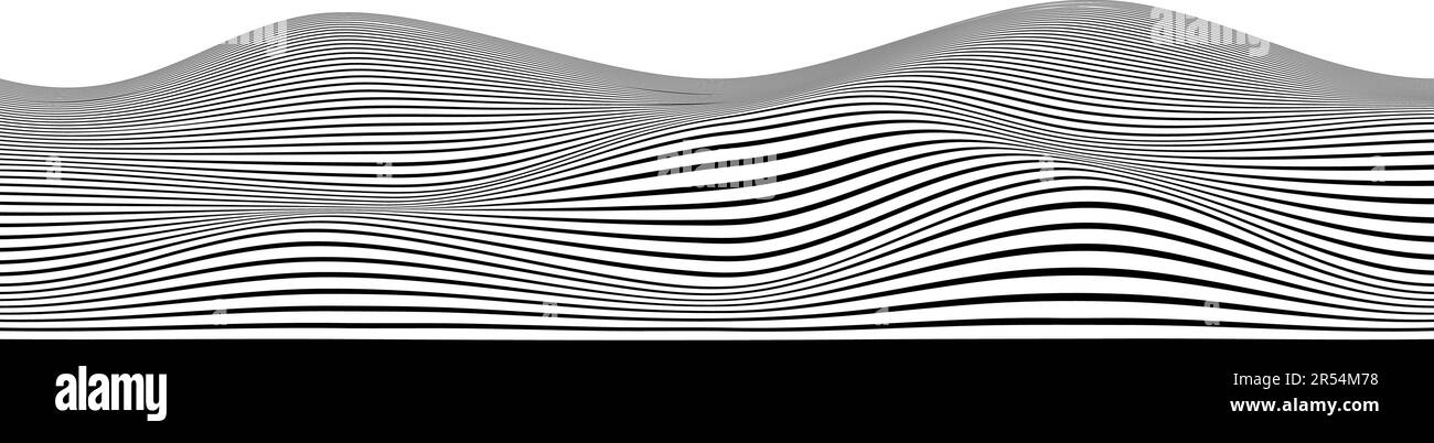 Wavy black stripes background. Curve thin lines pattern. Abstract ...