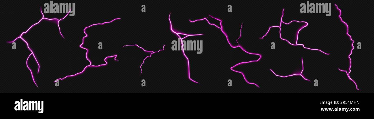 Realistic lightning bolt pattern set, black transparent background ...