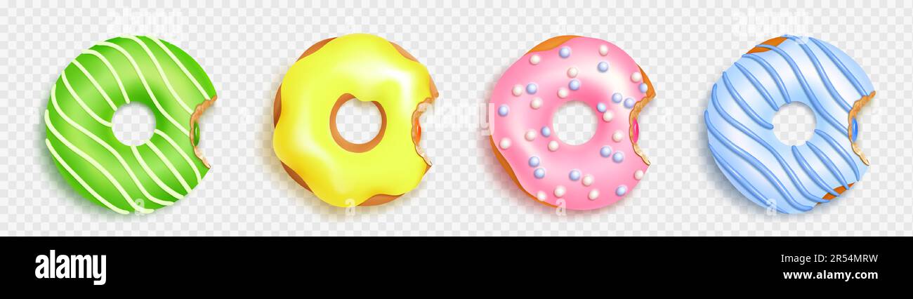 Realistic bitten donut isolated vector design. Confectionery biscuit ...
