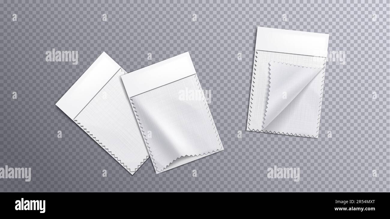 Realistic fabric piece swatch sample mockup vector template with zigzag ...
