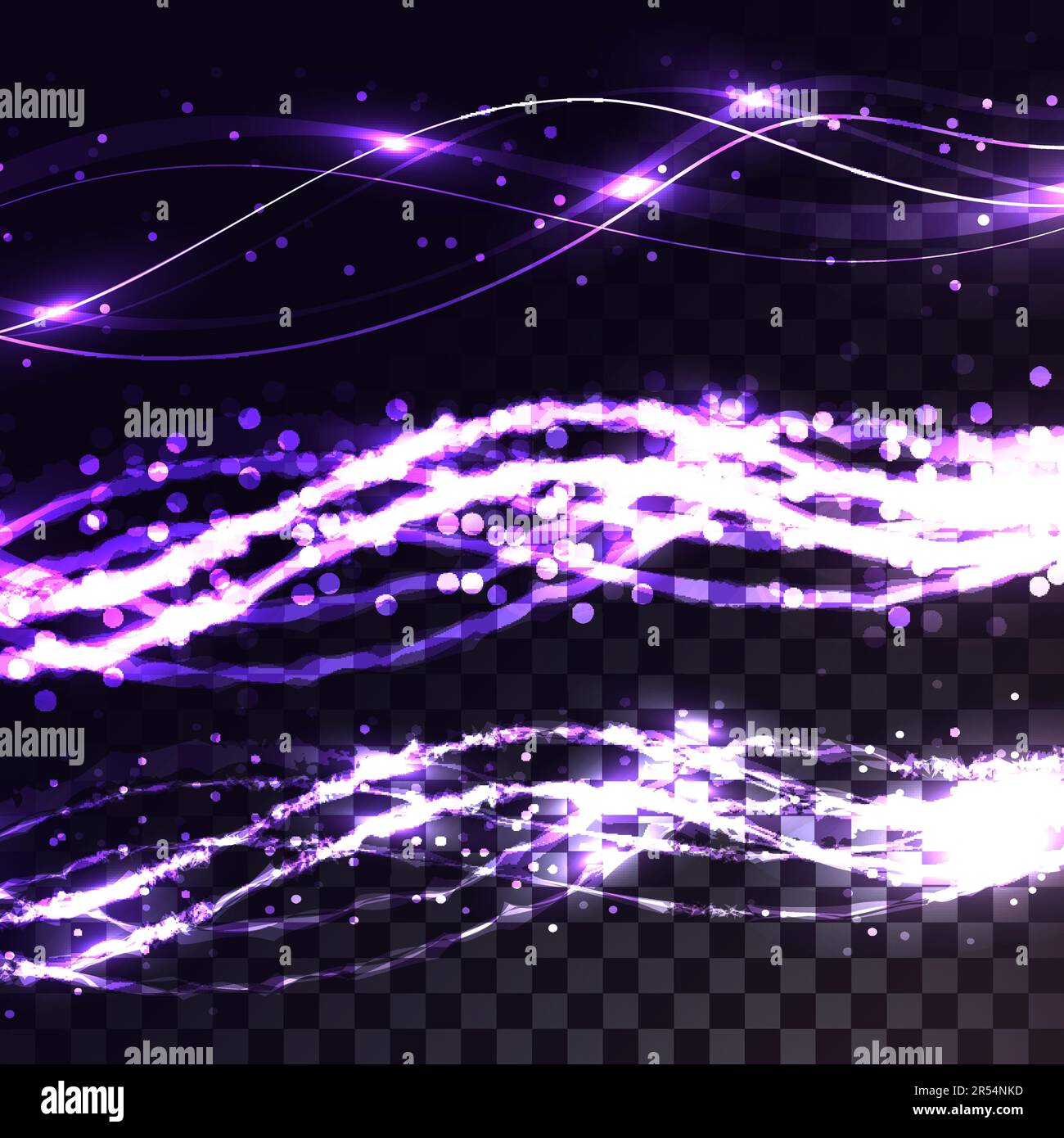 Set of beautiful abstract transparent luminous violet cosmic magical ...