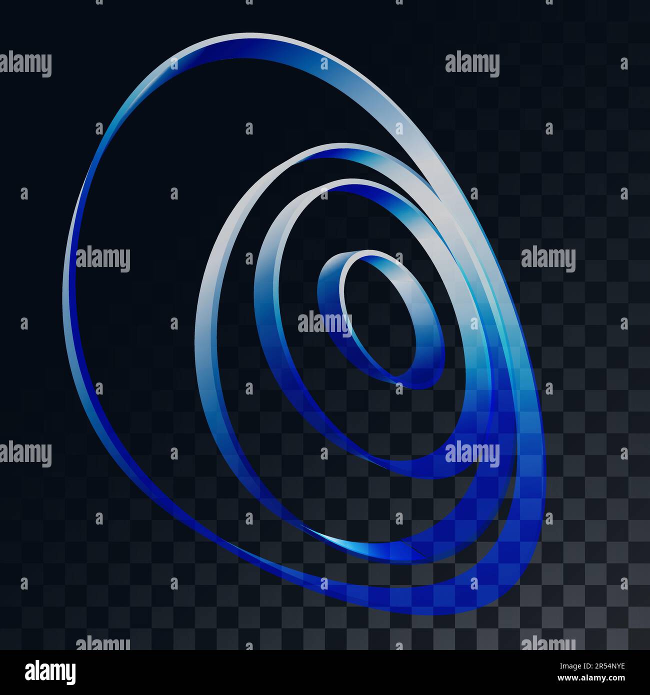 Abstract blue 3d futuristic volumetric circles, rings on a translucent dark and checkered black ...