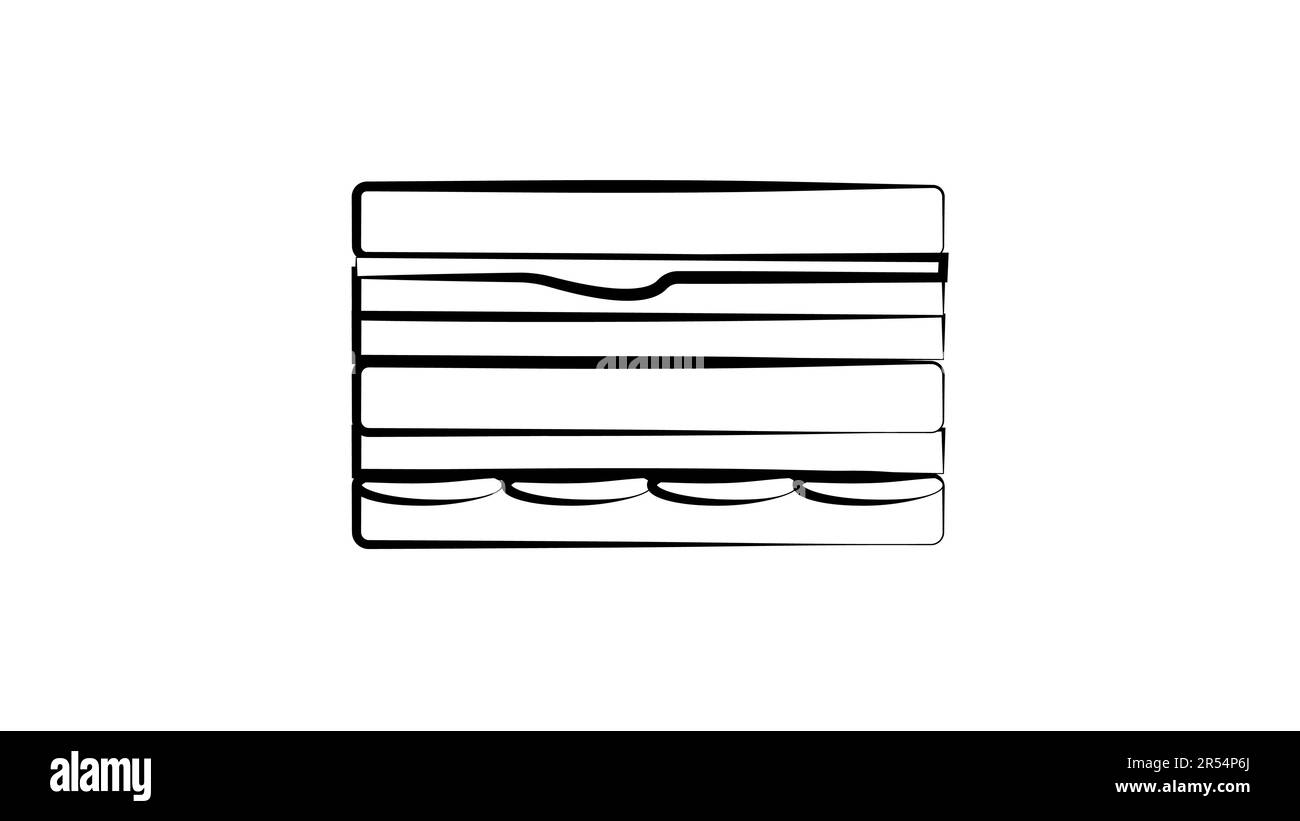 Vector Sandwich with Toothpick Sketch, Hand Drawn Illustration, Outline ...