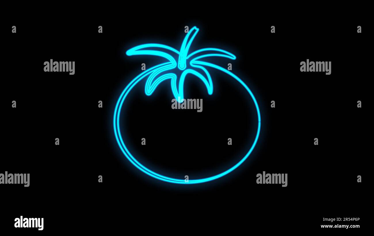 Tomato neon light icon. Salad ingredient. Agriculture plant. Vegan food ...