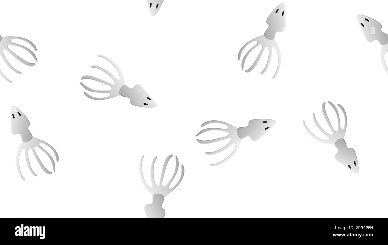 Squid hand drawn seamless pattern isolated on white background. Seafood ...