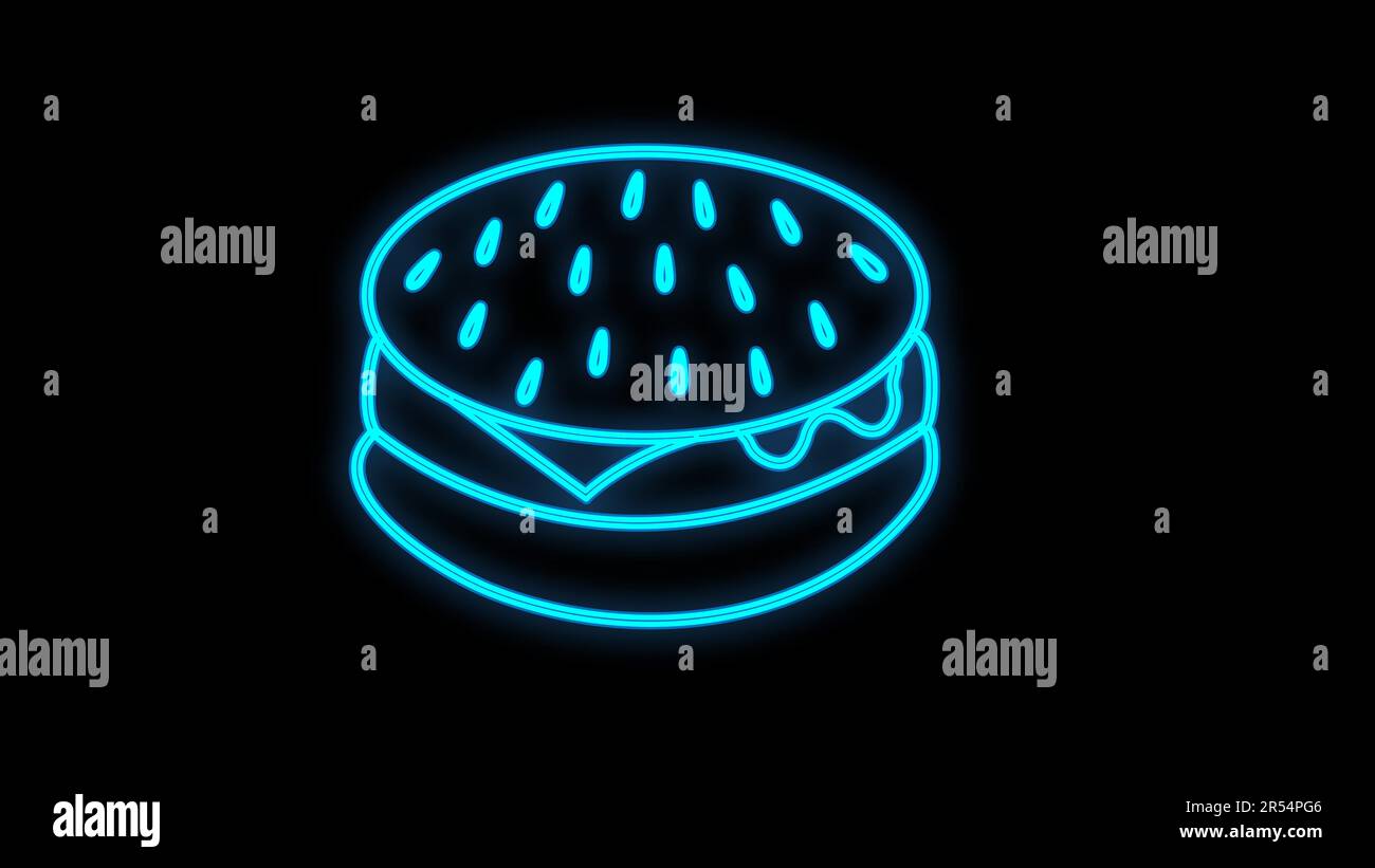 Burger neon sign, bright signboard, light banner. Burger logo, emblem ...