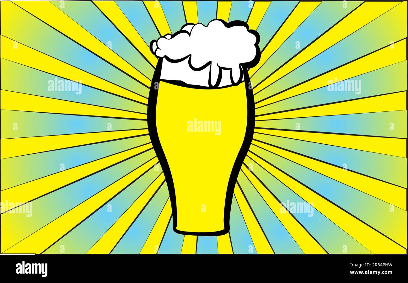 A glass of delicious foamy light beer on a background of abstract ...