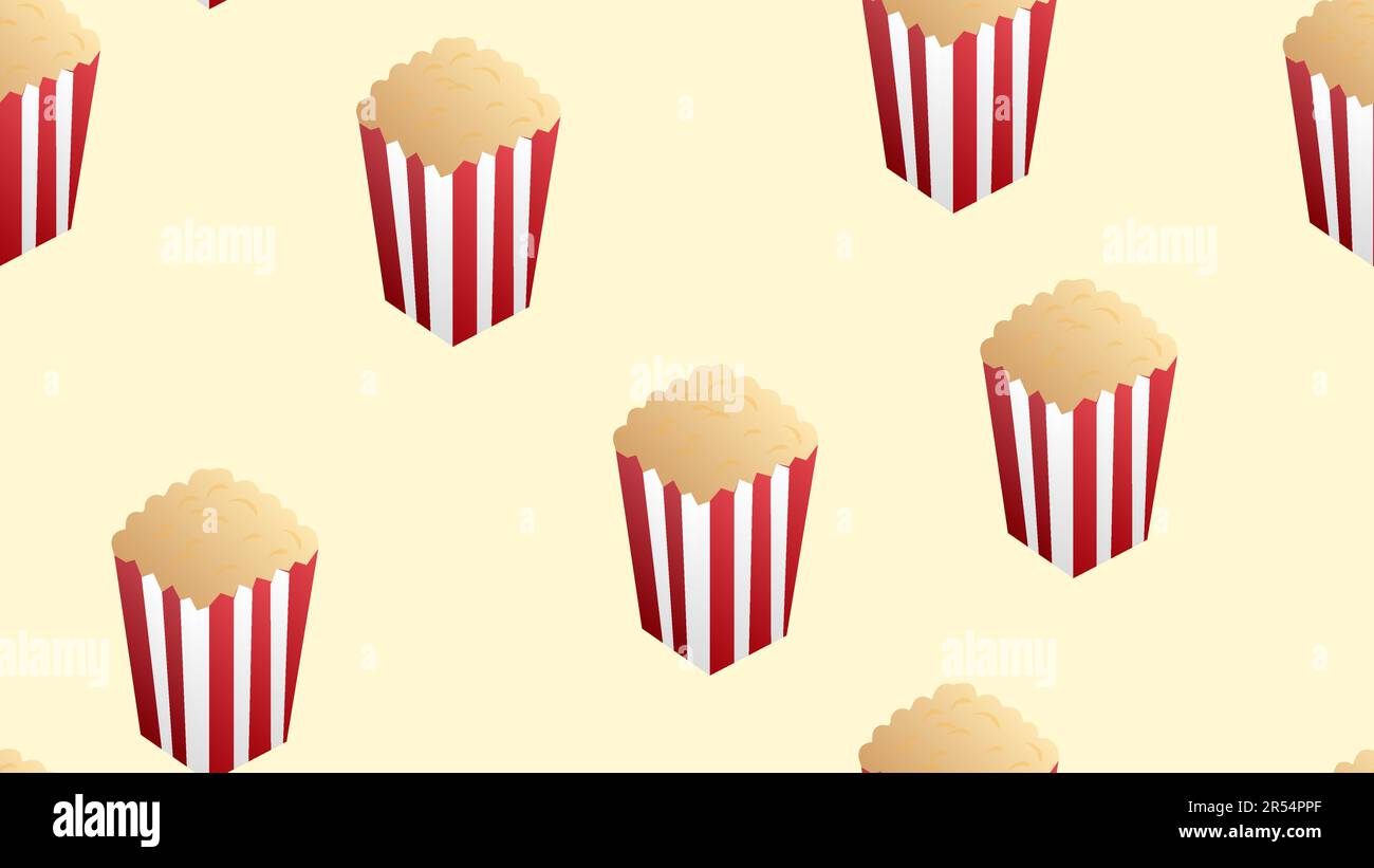 Pop corn boxes and corn explosion parts vector seamless pattern ...