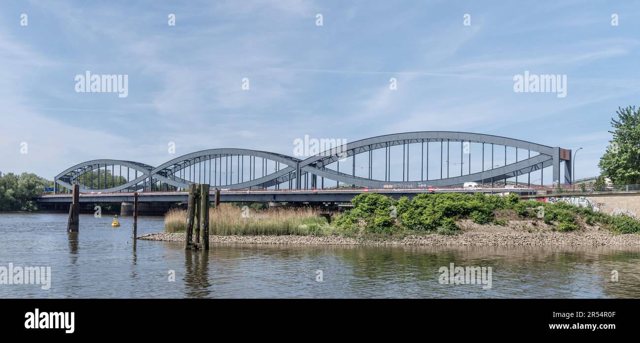 Hamburg, Germany. 31st May, 2023. The New Elbe Bridge connects the ...