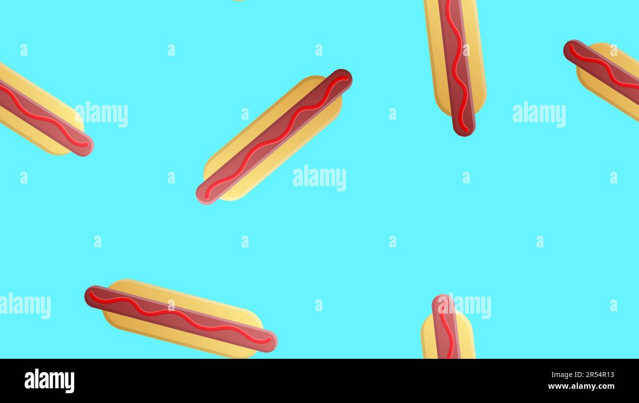 hotdog us blue background, vector illustration, pattern. bun with ...