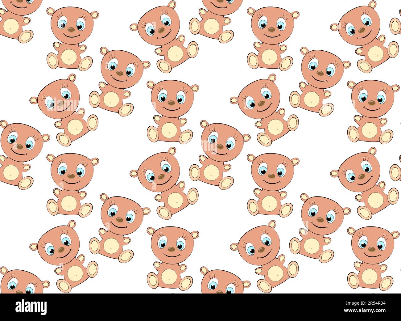 Pattern of cute, beautiful, brown, kind, childish, joyful, smiling bear ...