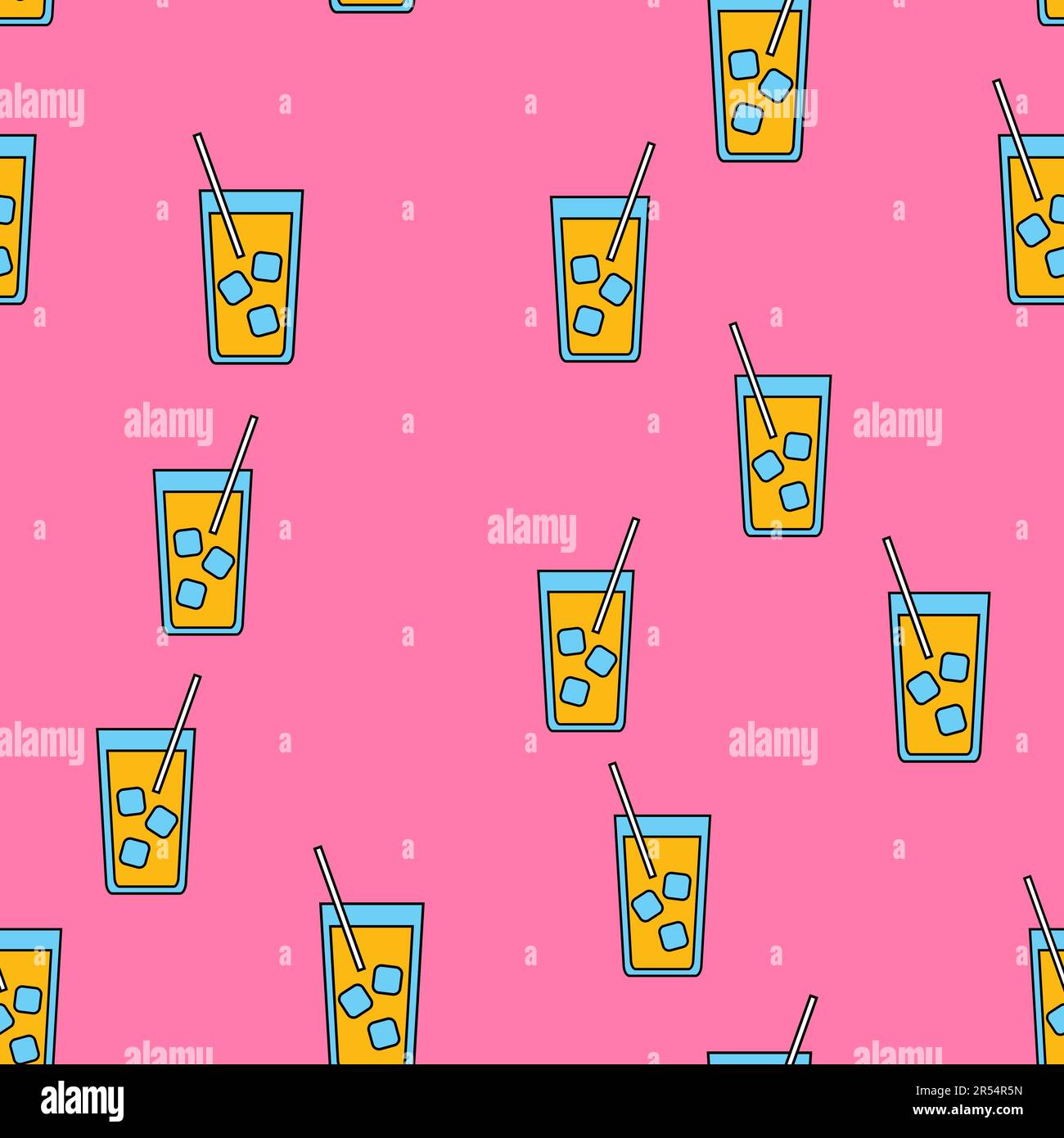 Seamless pattern of simple abstract alcoholic cocktails with ice juice ...