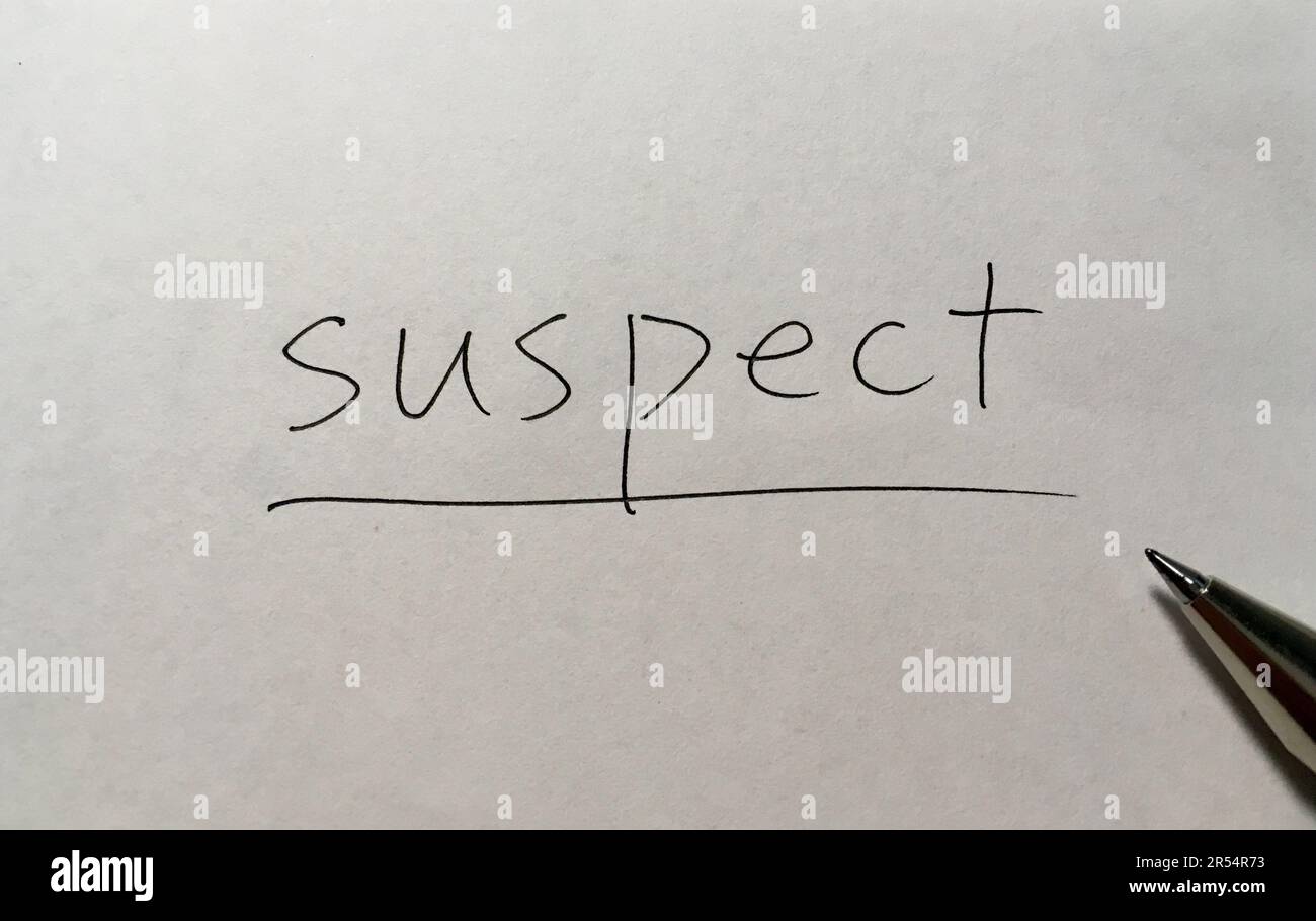 Suspect concept word on paper background Stock Photo - Alamy