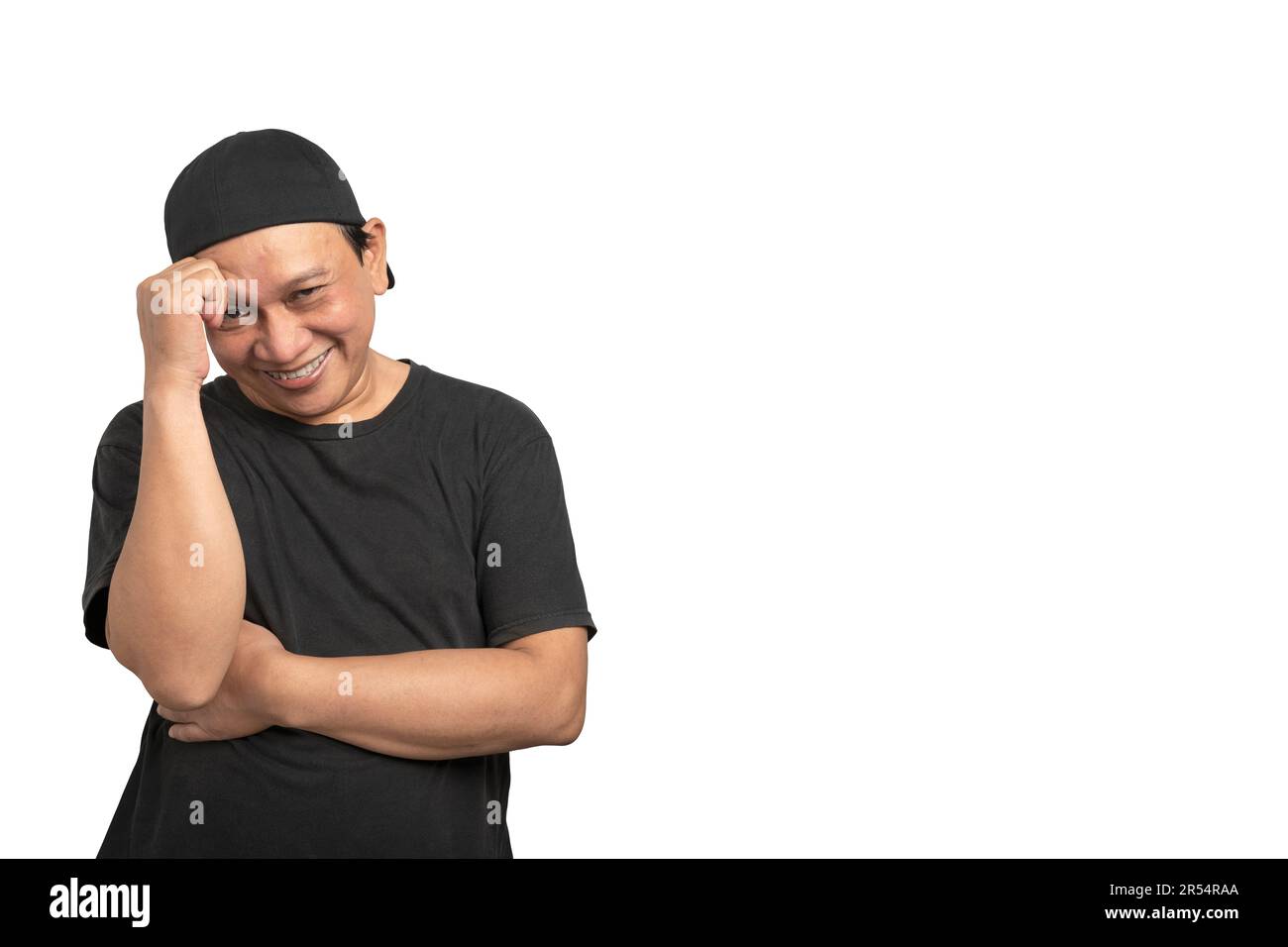 Portrait of an Asian man with a thinking facial expression isolated ...