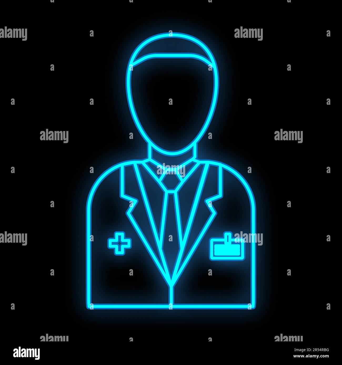 Bright luminous blue medical digital neon sign for a pharmacy or ...