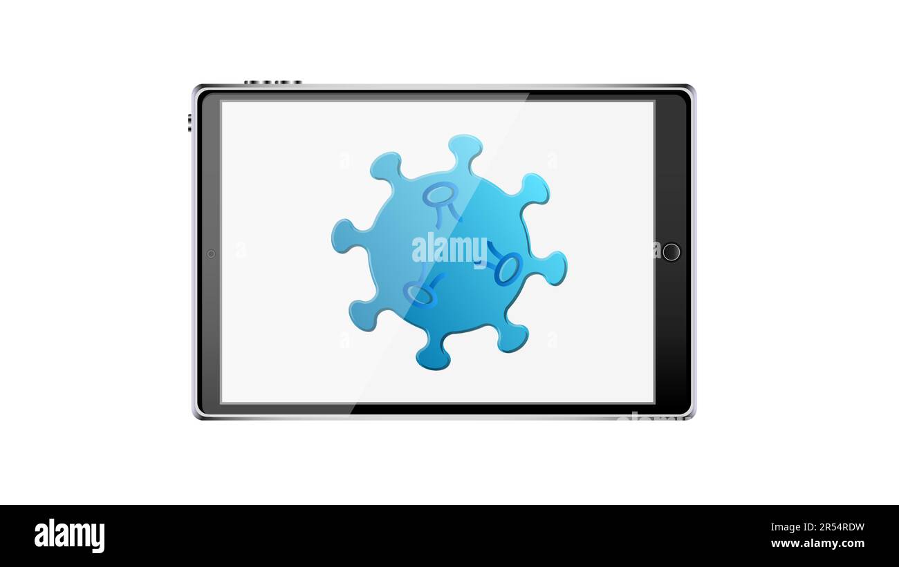 Digital modern touch-sensitive tablet on a white background and a ...