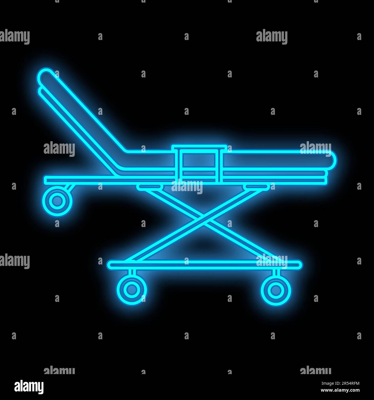 Bright luminous blue medical digital neon sign for a pharmacy or ...