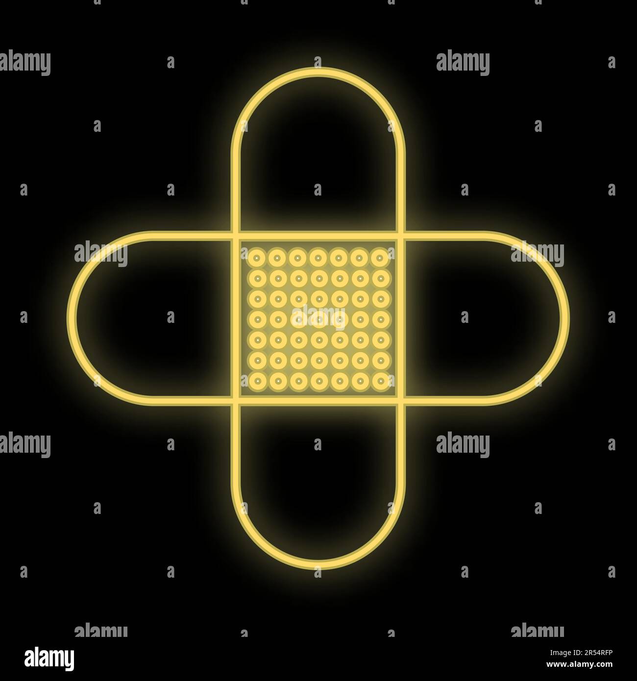 Bright luminous yellow medical digital neon sign for a pharmacy or ...