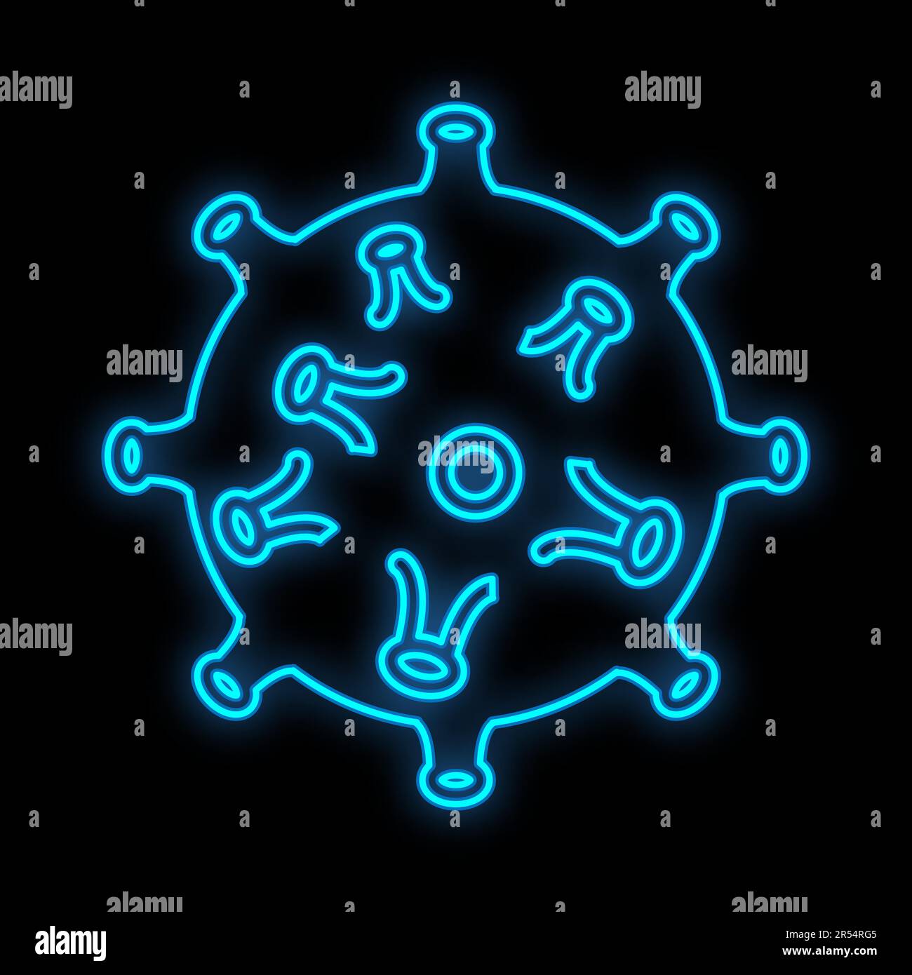 Bright glowing blue medical scientific digital neon sign for hospital ...