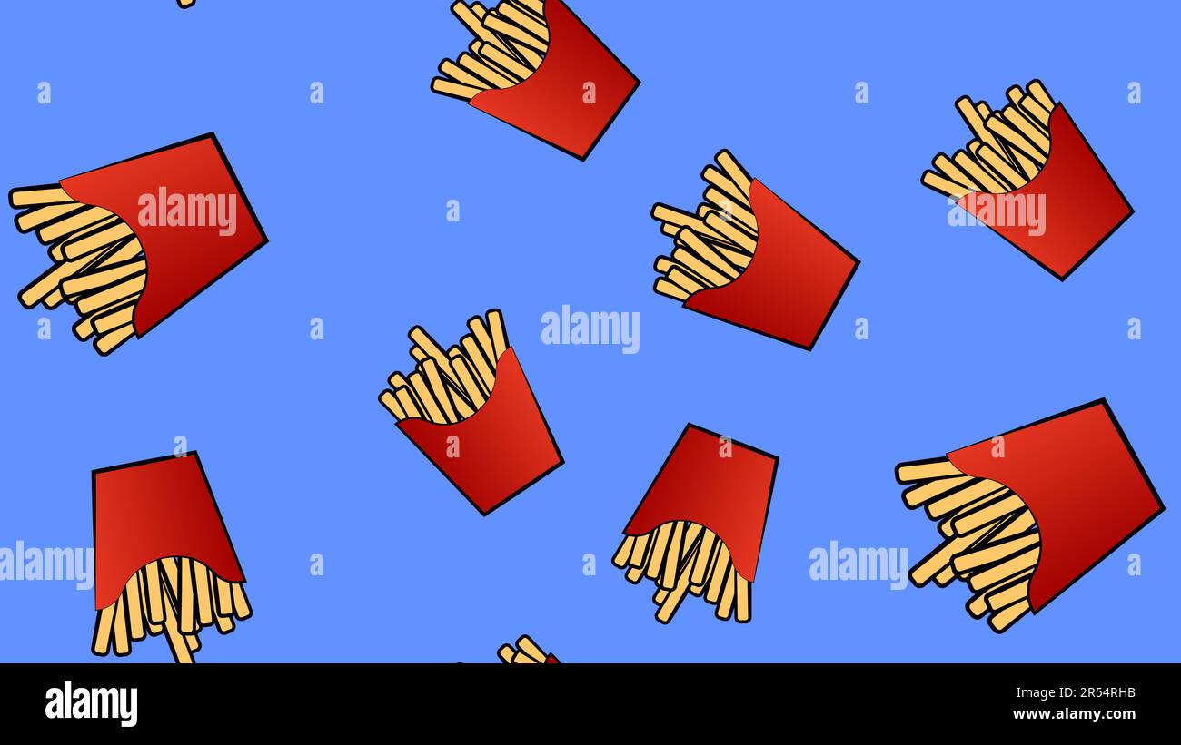 pattern, French fries in a red cup made of cardboard, vector ...