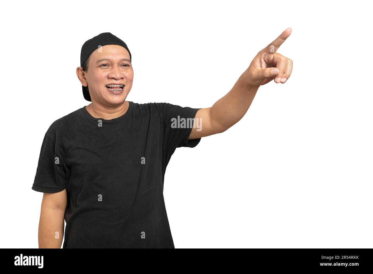 Portrait of an Asian man with a happy facial expression isolated over ...