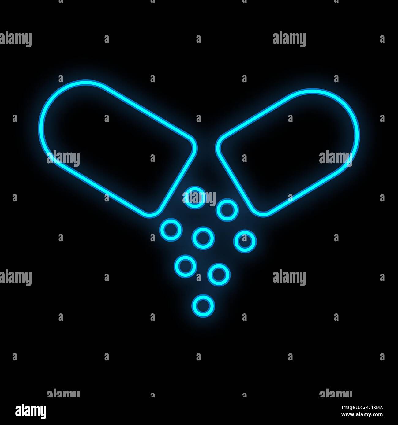 Bright luminous blue medical digital neon sign for a pharmacy or ...