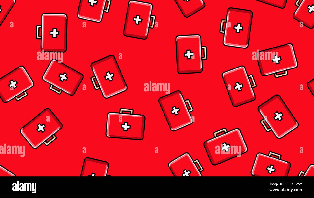 Seamless pattern texture of red medical pharmaceptic first aid kits ...