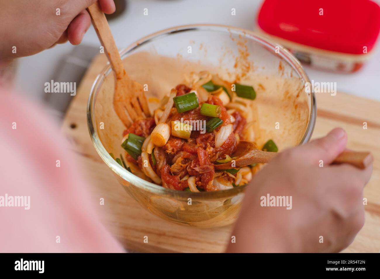 Step-by-step procedures to marinate pork for easy Korean cooking, add ...