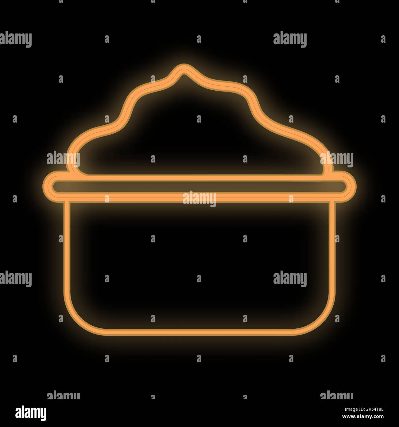 bright orange neon cream on a black background. a product for ...