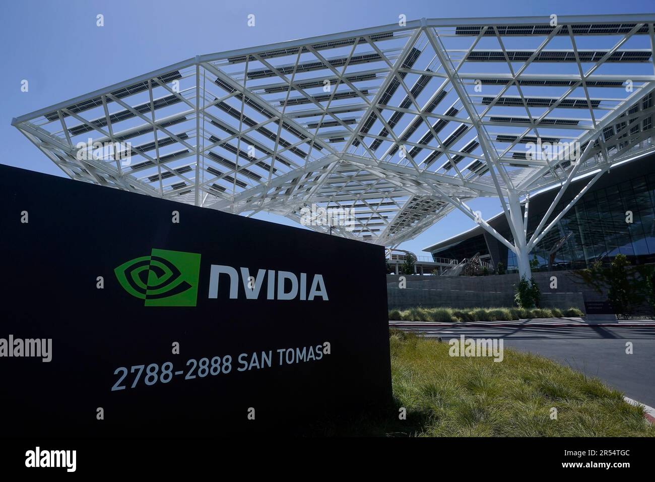 A Nvidia office building is shown in Santa Clara, Calif., Wednesday ...