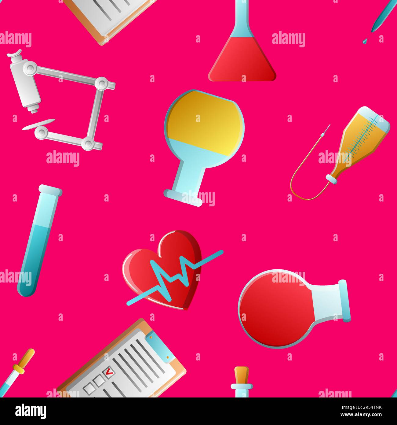 Endless seamless pattern of medical scientific medical objects icons of ...