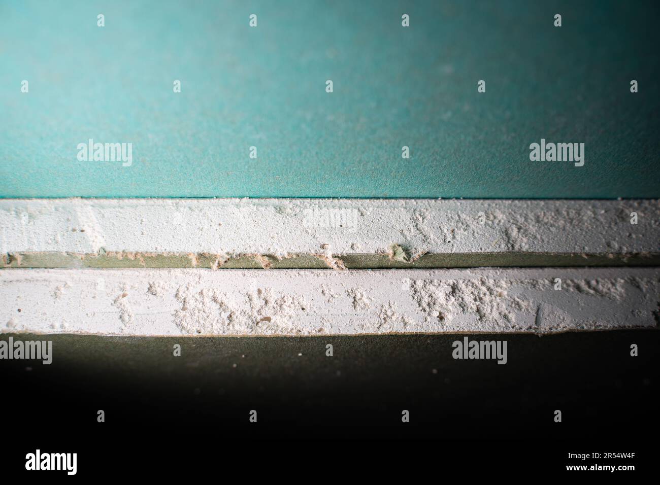 The place where the drywall was cut. A sheet of moisture-resistant ...