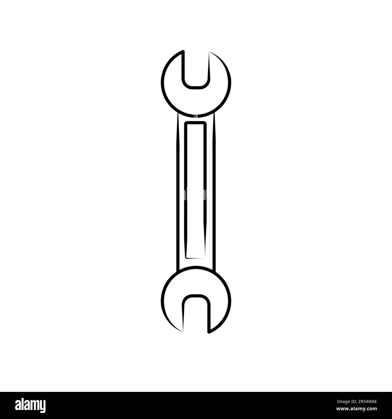 Construction black and white icon of a water open-end spanner designed ...