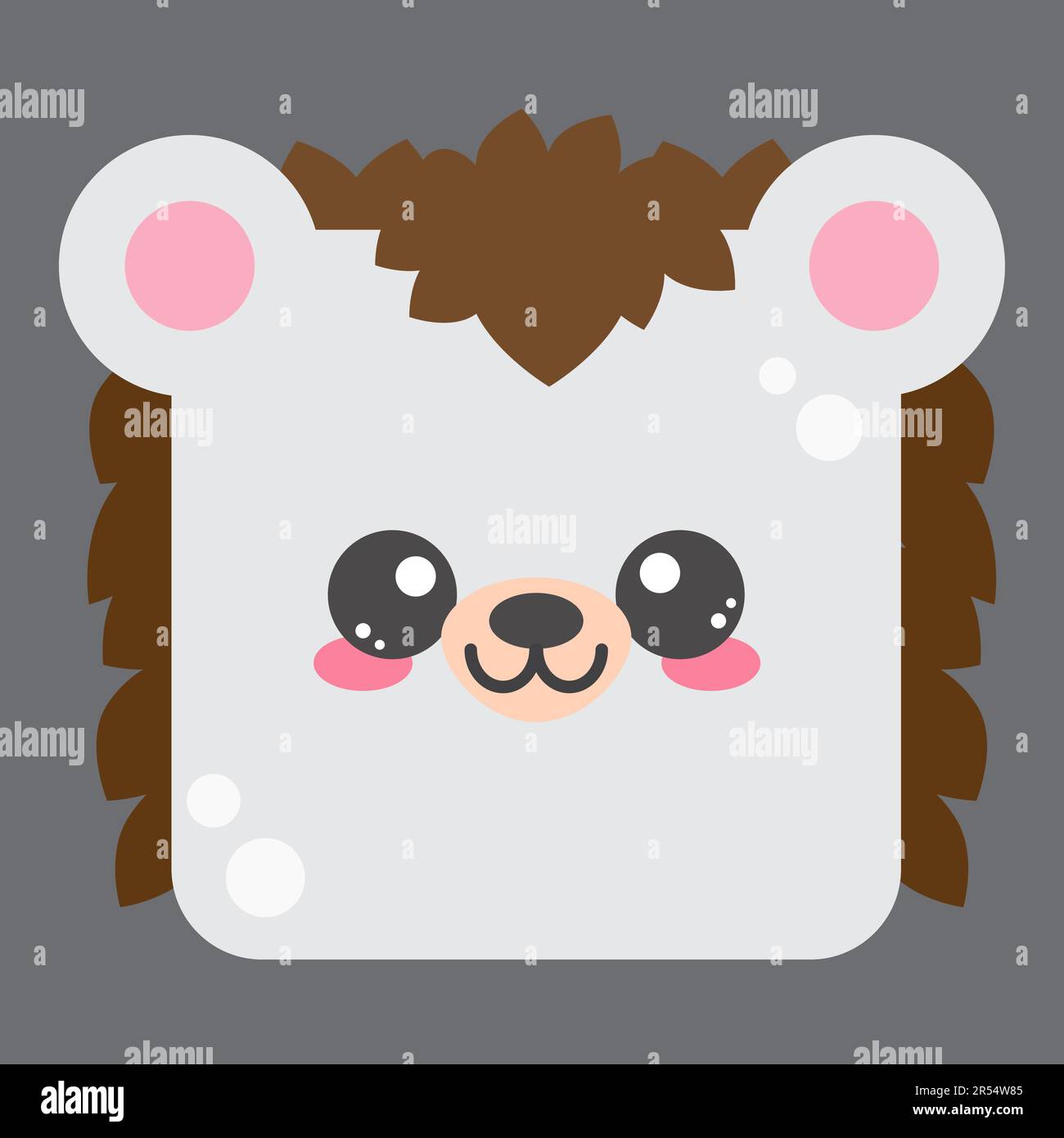 Cute square hedgehog face. Cartoon head of animal character. Minimal ...