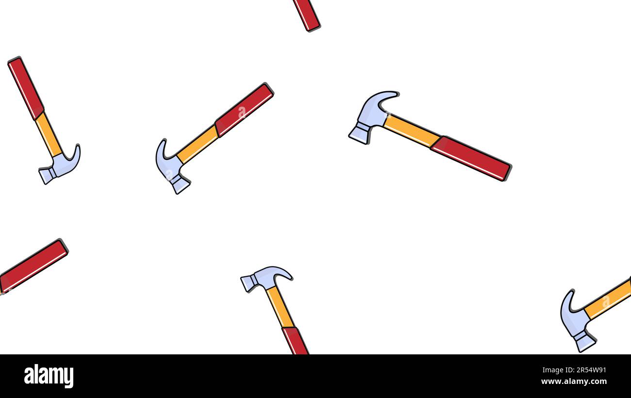 Texture, seamless pattern of red plumbing construction repair hammers for hammering nails on a ...