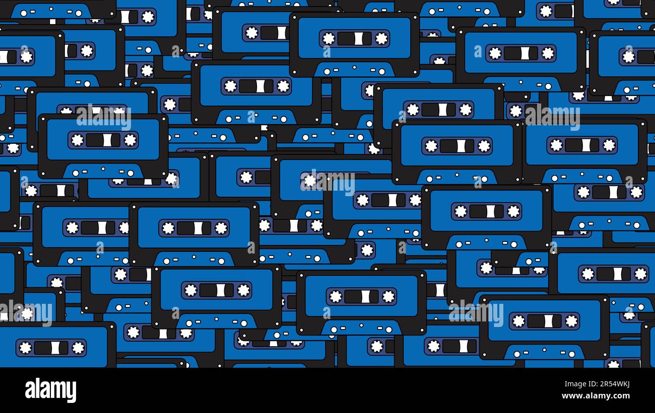Seamless pattern endless with music audio cassettes old retro vintage ...