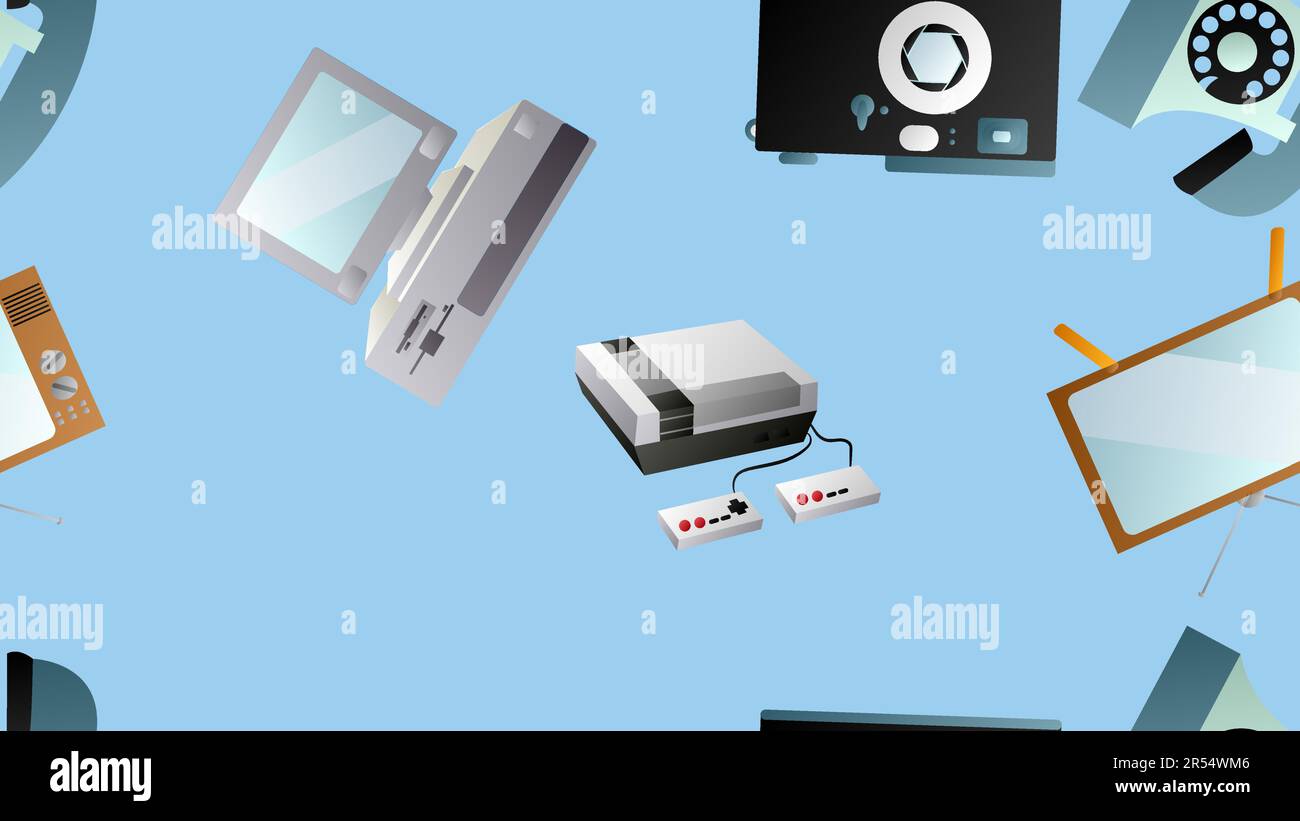 Seamless pattern of retro old hipster electronic devices technology ...