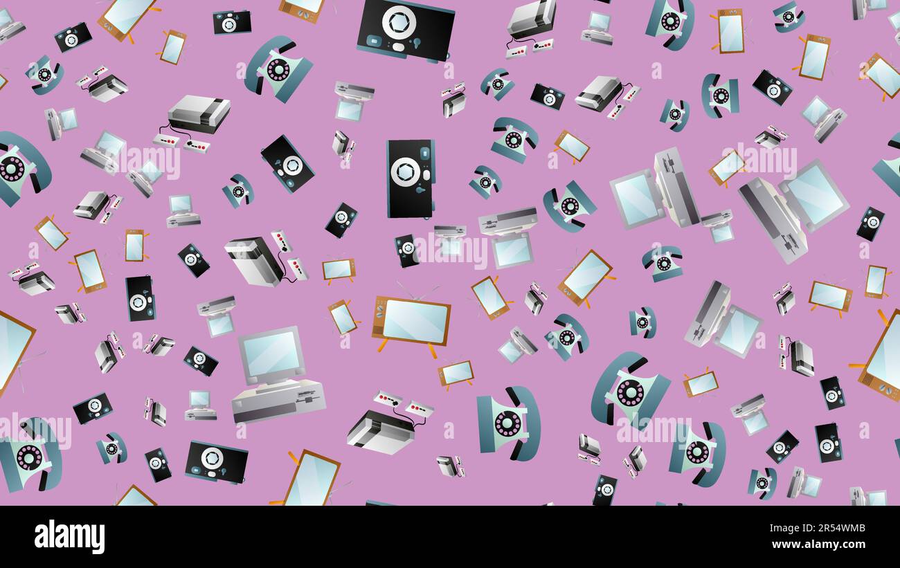 Seamless pattern from retro old hipster electronic devices technology ...