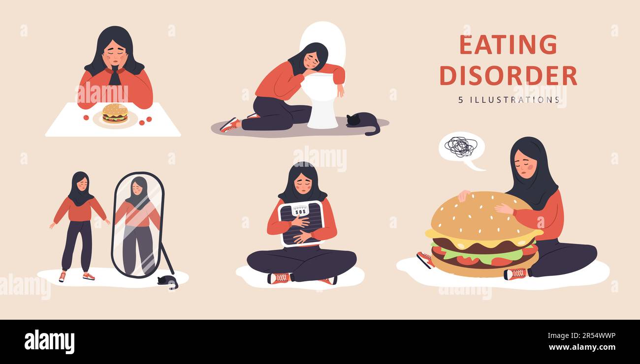 Eating disorder. Sad arabian woman worries about being overweight ...