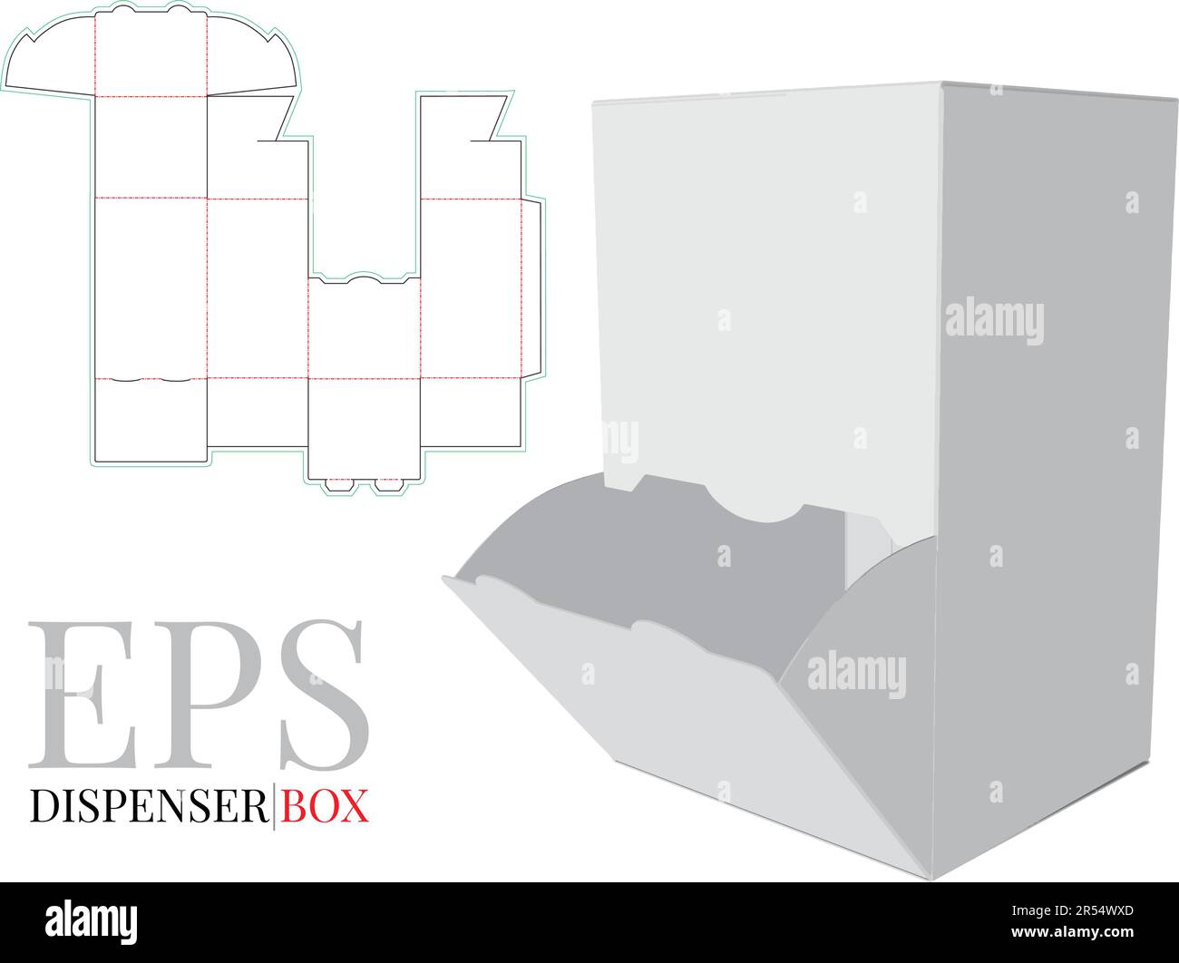 Dispenser Box, Cardboard Display Box Template with die cut lines ...