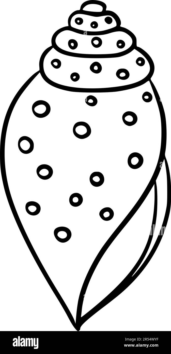 Sea shell black silhouette vector icon. Simple seashell snail hand ...