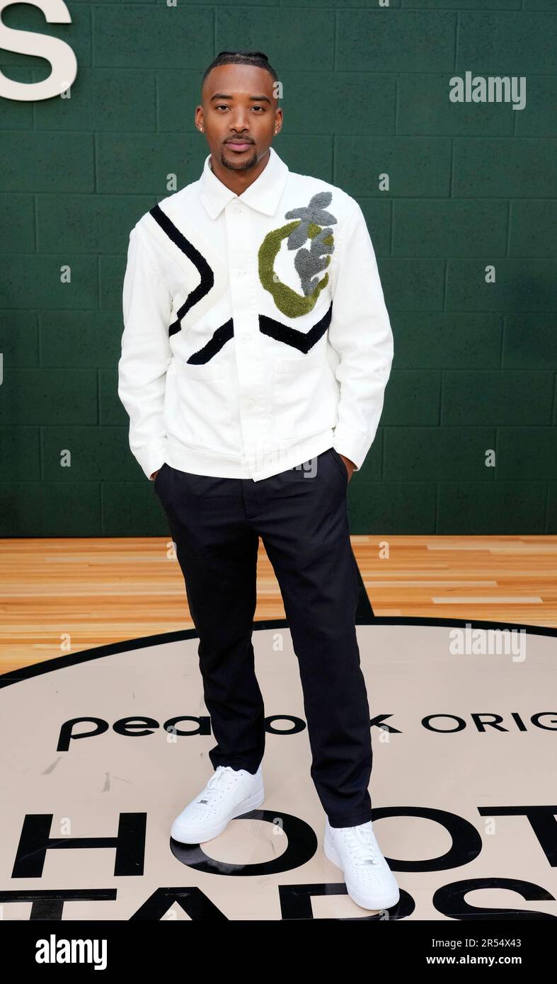 Algee Smith poses at the premiere of the Peacock film "Shooting Stars," Wednesday, May 31, 2023 ...