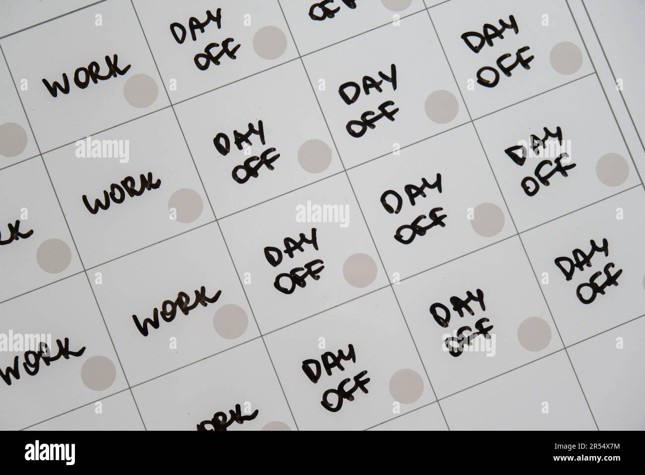 Magnetic board writing 4 day work week calendar with three weekend days ...