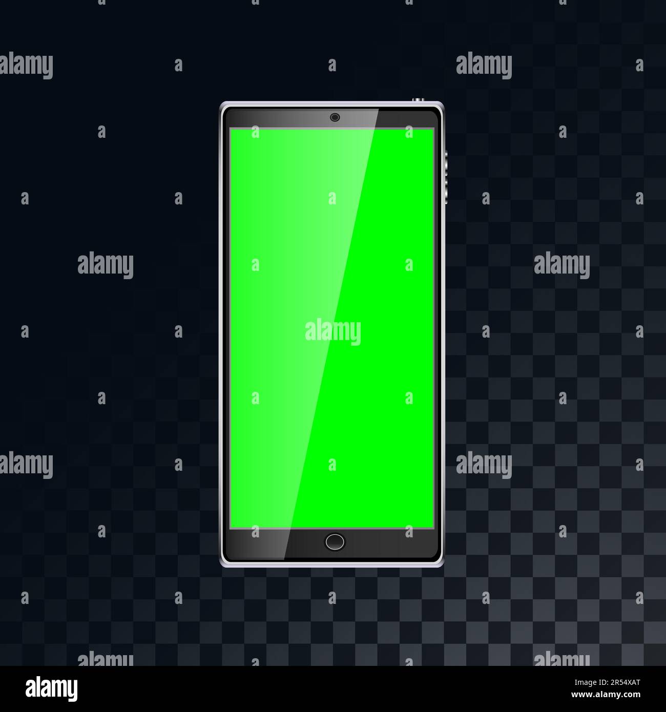 Mobile isometric phone, smart phone with a green screen on a ...